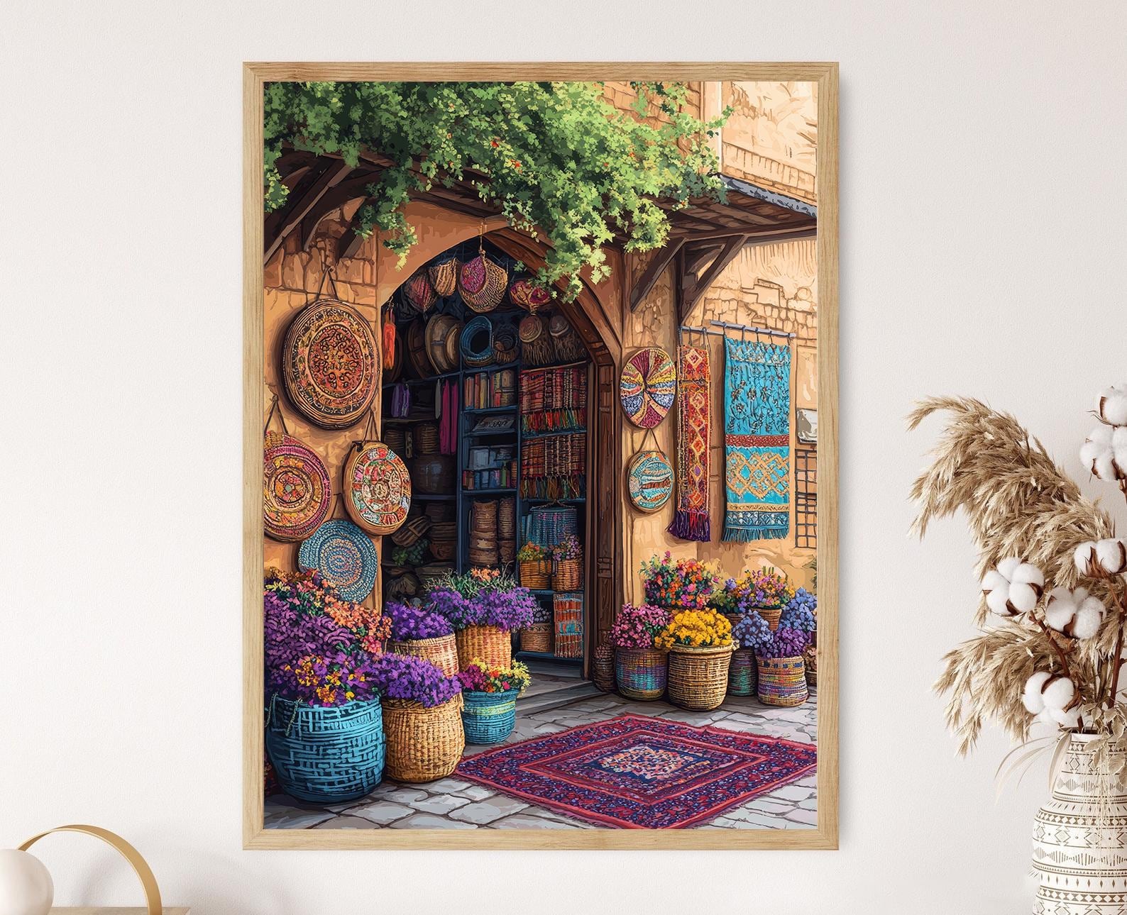 Handwoven Baskets Art Print, Iranian Market Scene - Etsy