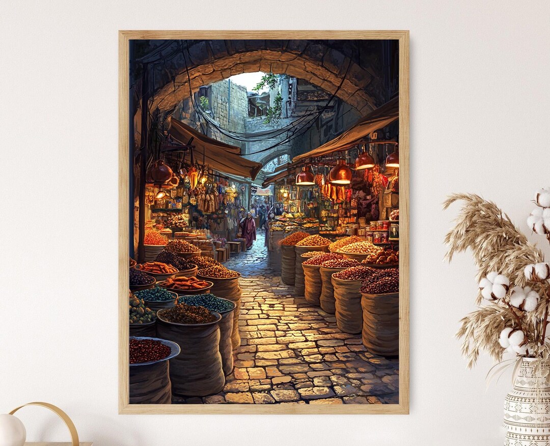 Nablus Spice Bazaar Art Print: Palestinian Market Illustration - Etsy