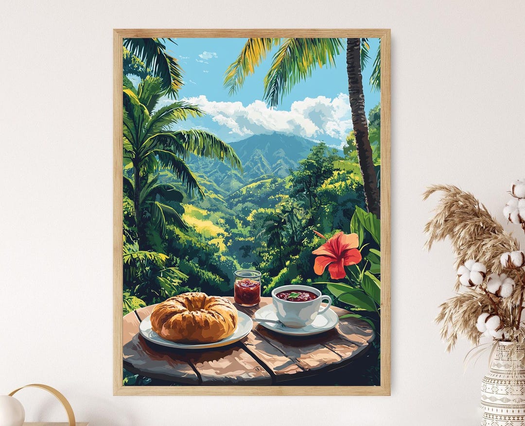 Hilo Breakfast Table Art Print, Traditional Hawaiian Cuisine, Tropical ...
