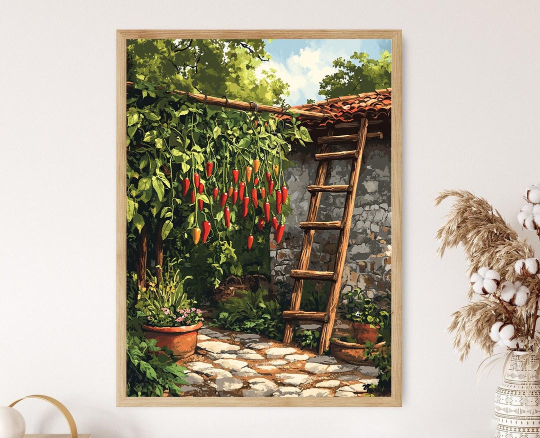 Yucatán Rustic Ladder With Herbs Art Print, Mexican Farm Decor - Etsy