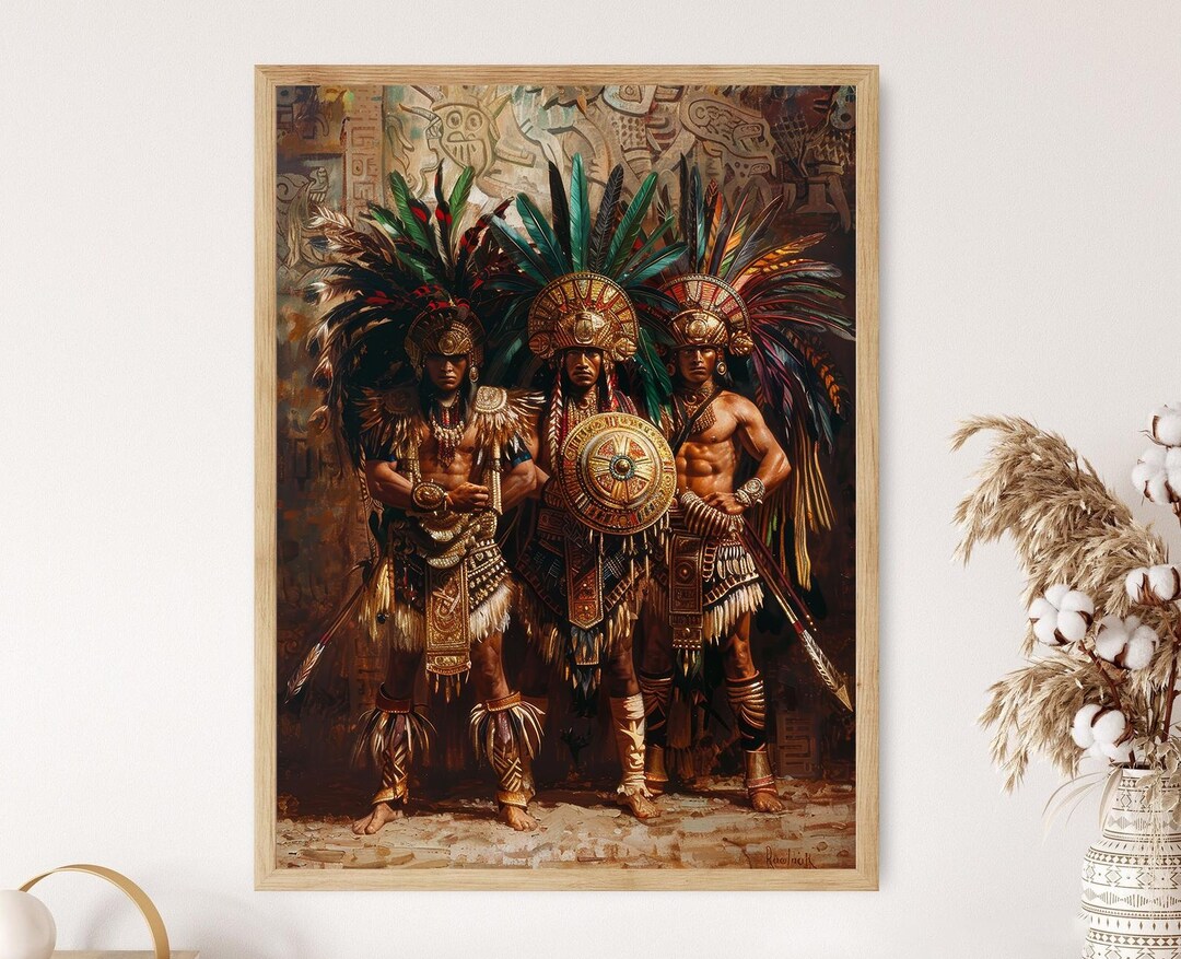 Aztec Warriors Art Print - Intricate Tribal Illustration - Perfect for ...