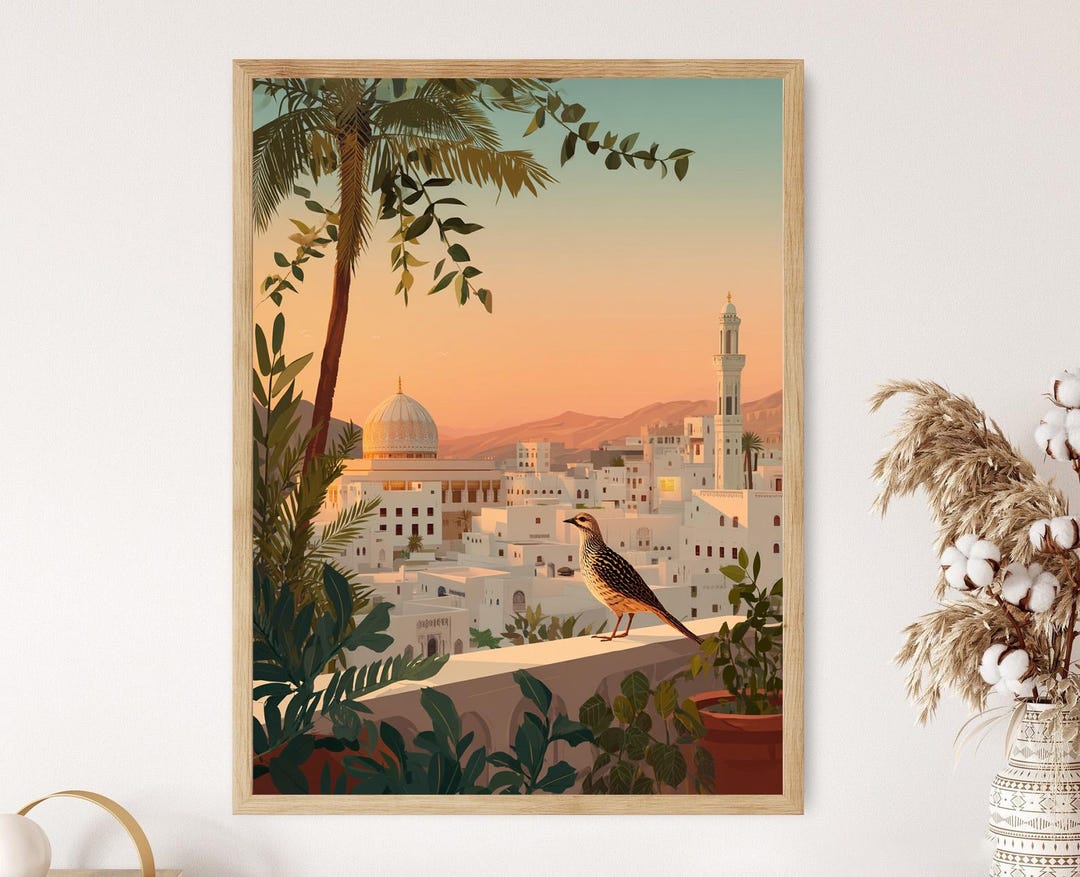 Muscat Sand Partridge Rooftop Poster, Omani Bird City Print, Flat ...