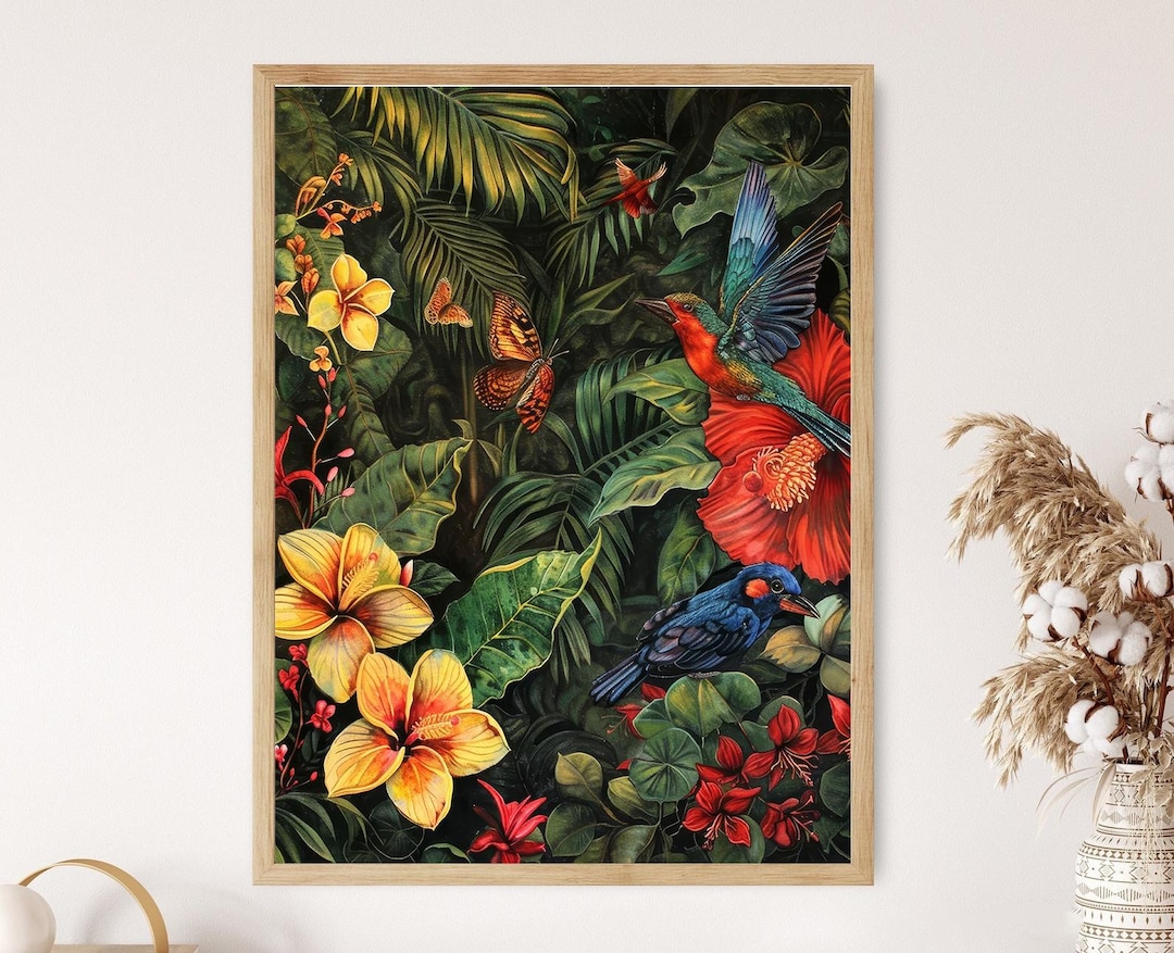 Botanical Wildlife Art Print - Flora and Fauna Wall Art, Ideal for ...