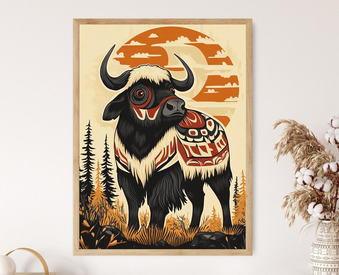Haida Style Buffalo Art Print, Indigenous Inspired Wildlife Decor ...