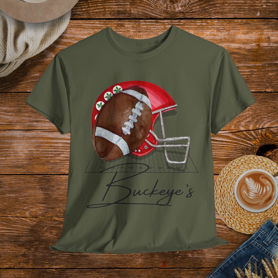 Buckeyes Football Watercolor T-shirt, Ohio State Buckeyes Apparel ...