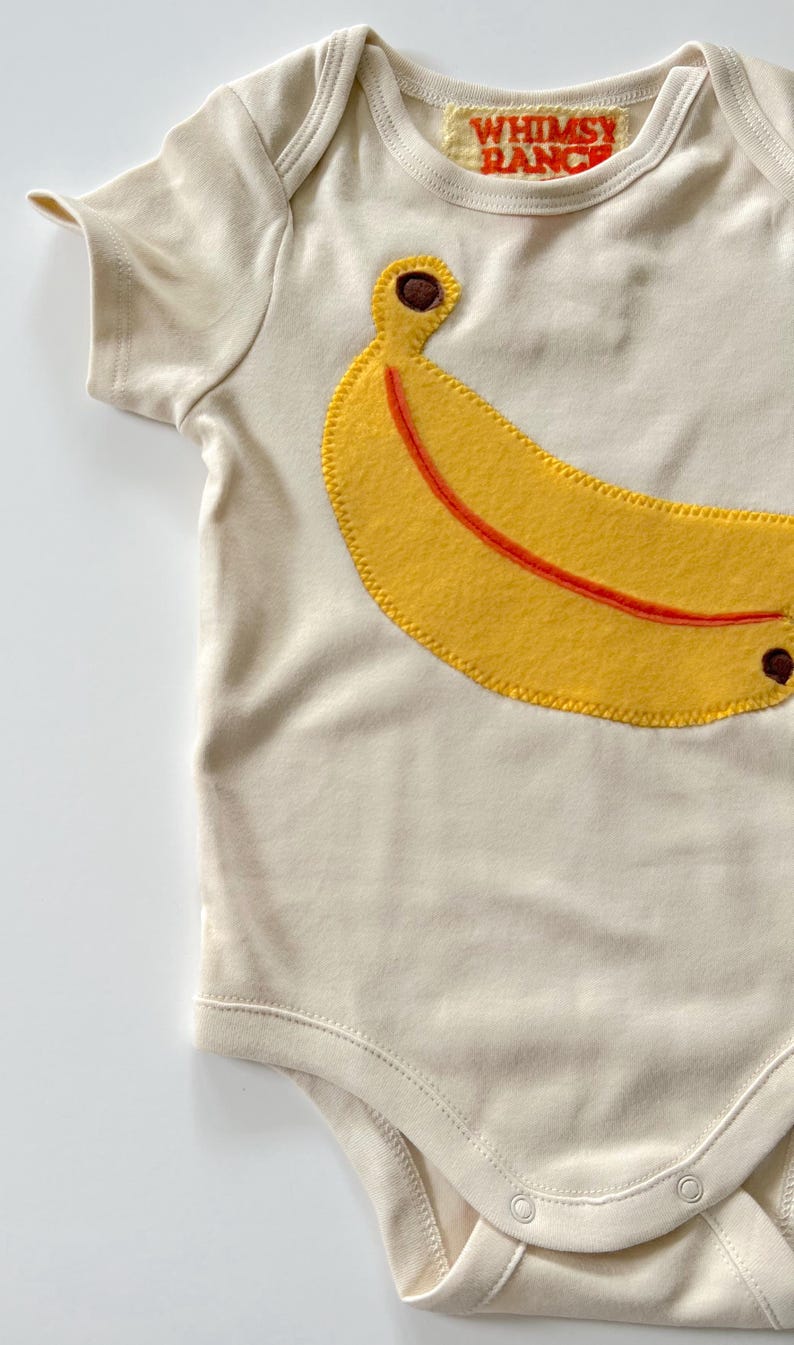 Handmade Banana Baby Onesie: Soft Cotton, Fleece Appliqued Fruit Outfit ...