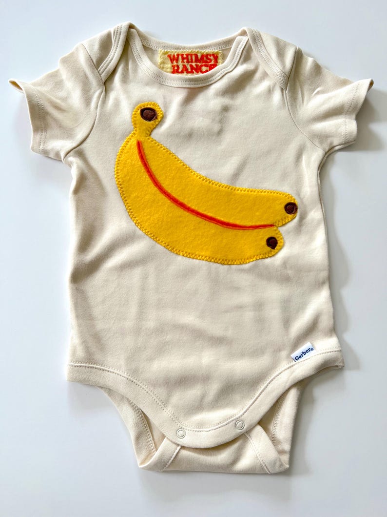 Handmade Banana Baby Onesie: Soft Cotton, Fleece Appliqued Fruit Outfit ...