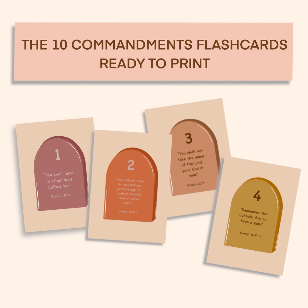 The 10 Commandments Sunday School Lesson Flashcards, Digital Downloads ...