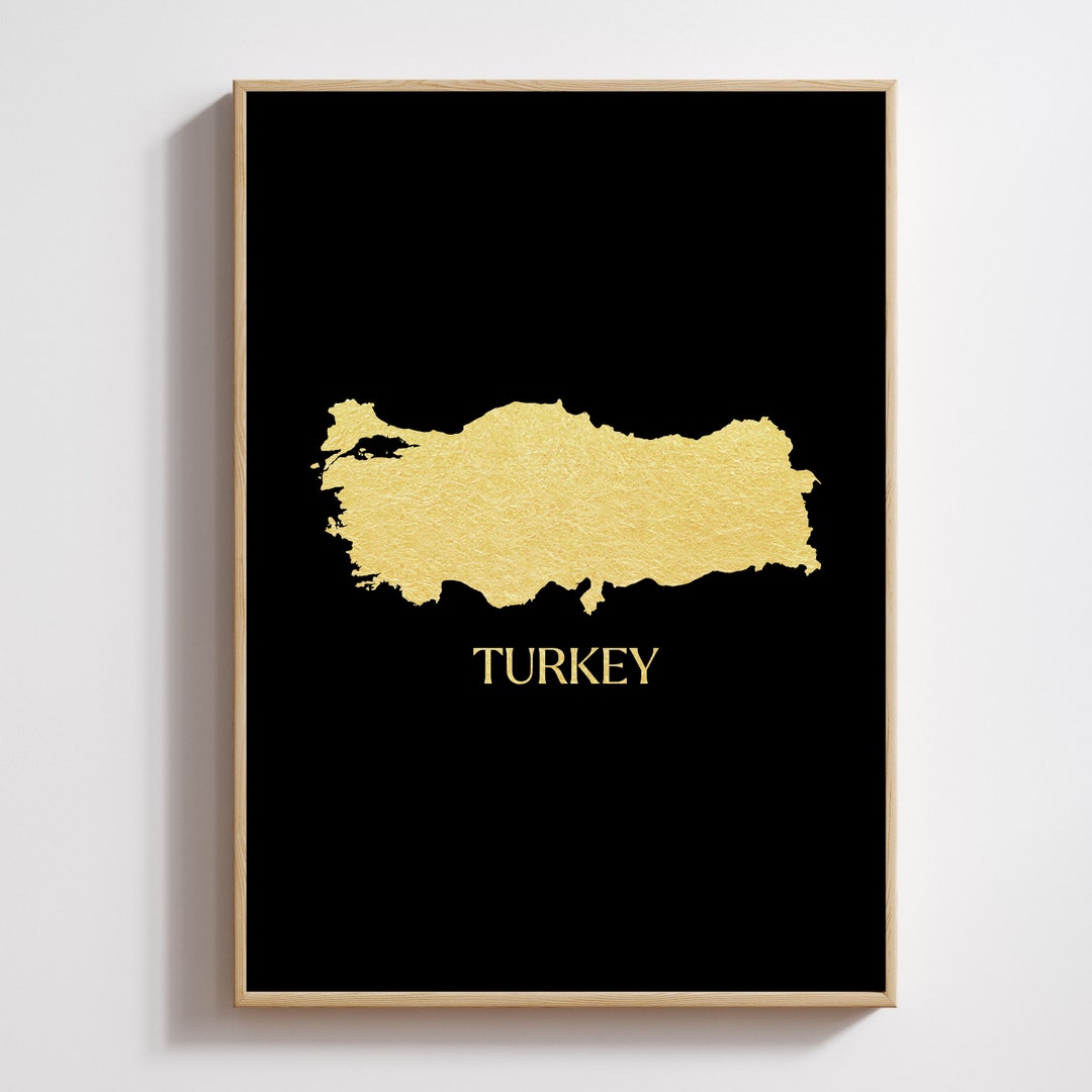 Turkey Map Travel Poster, Gold Foil Print, Fine Wall Art, Travel Art ...