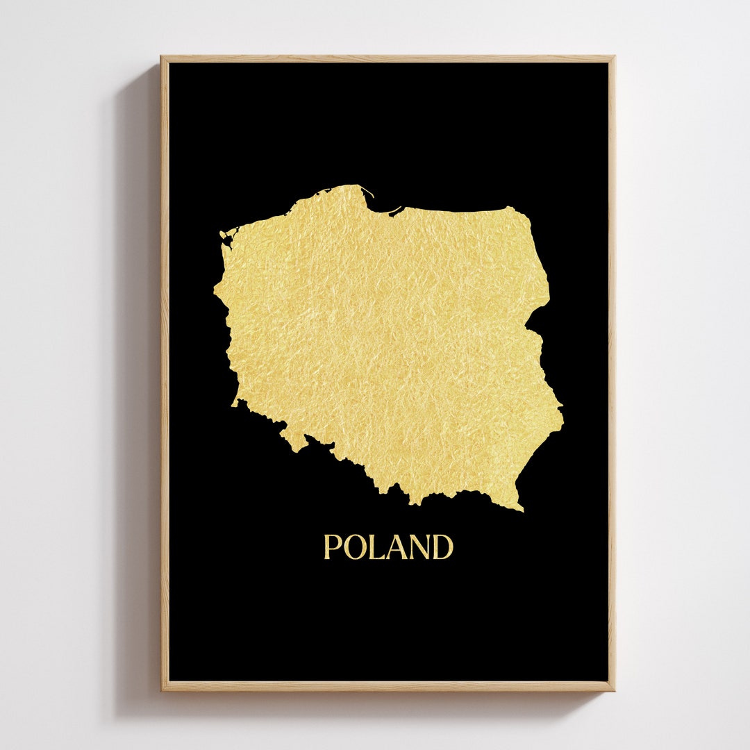 Poland Map Travel Poster, Gold Foil Print, Fine Wall Art, Travel Art ...