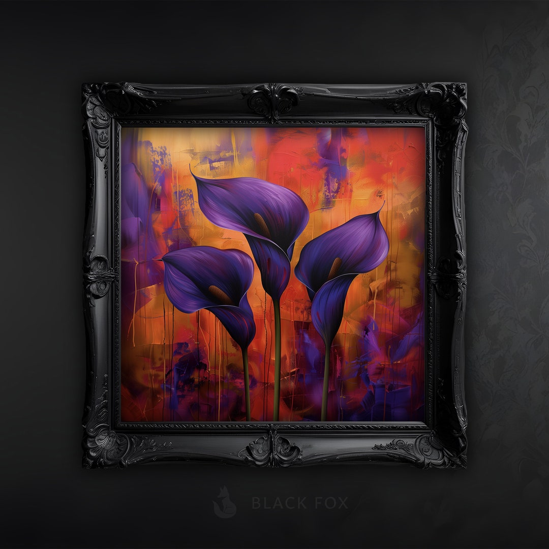 Calla Lilly Wall Art, Vibrant Flower Art, Drip Painting, Flower Poster ...