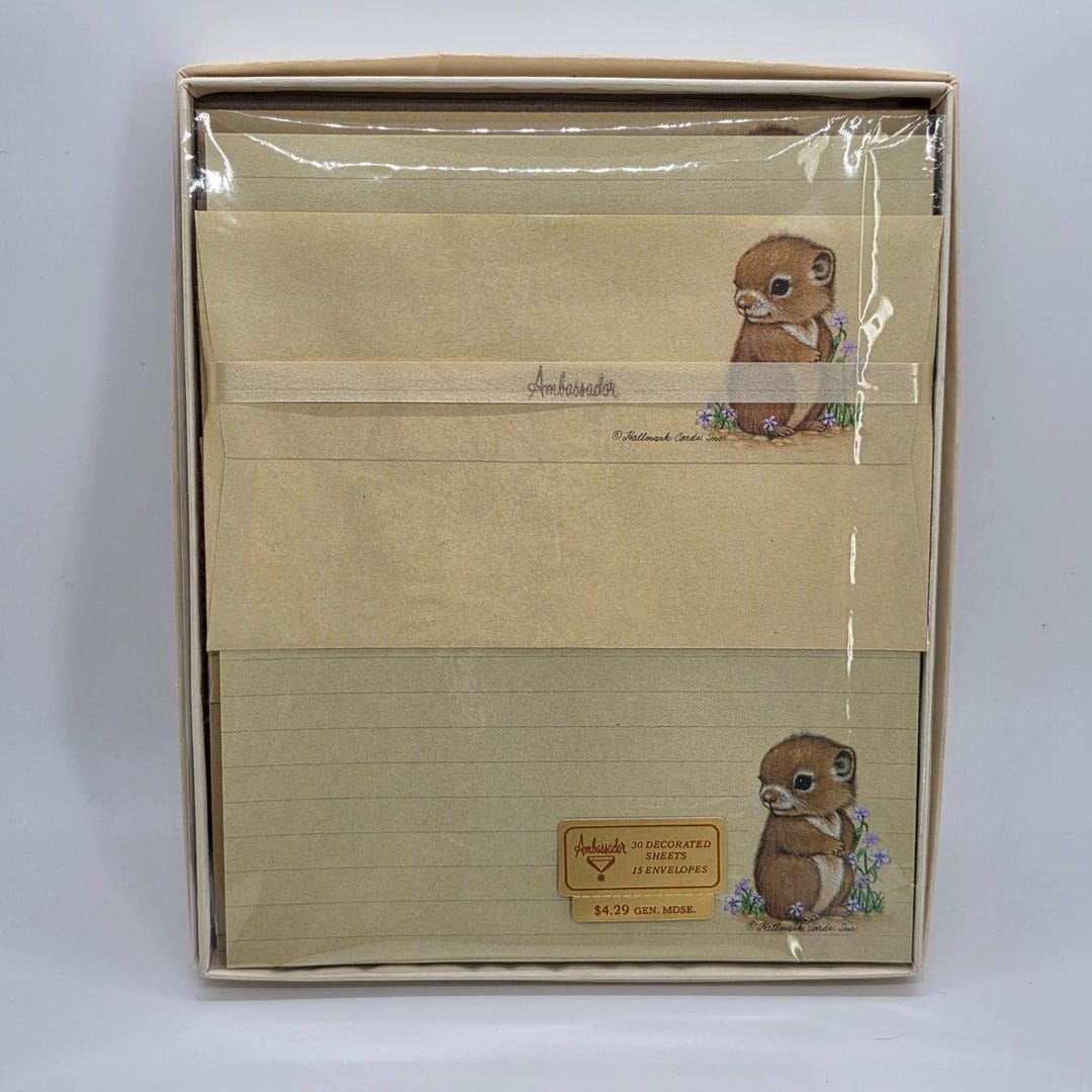 Vintage Hallmark Ambassador Woodland Baby Squirrel Stationery Set ...