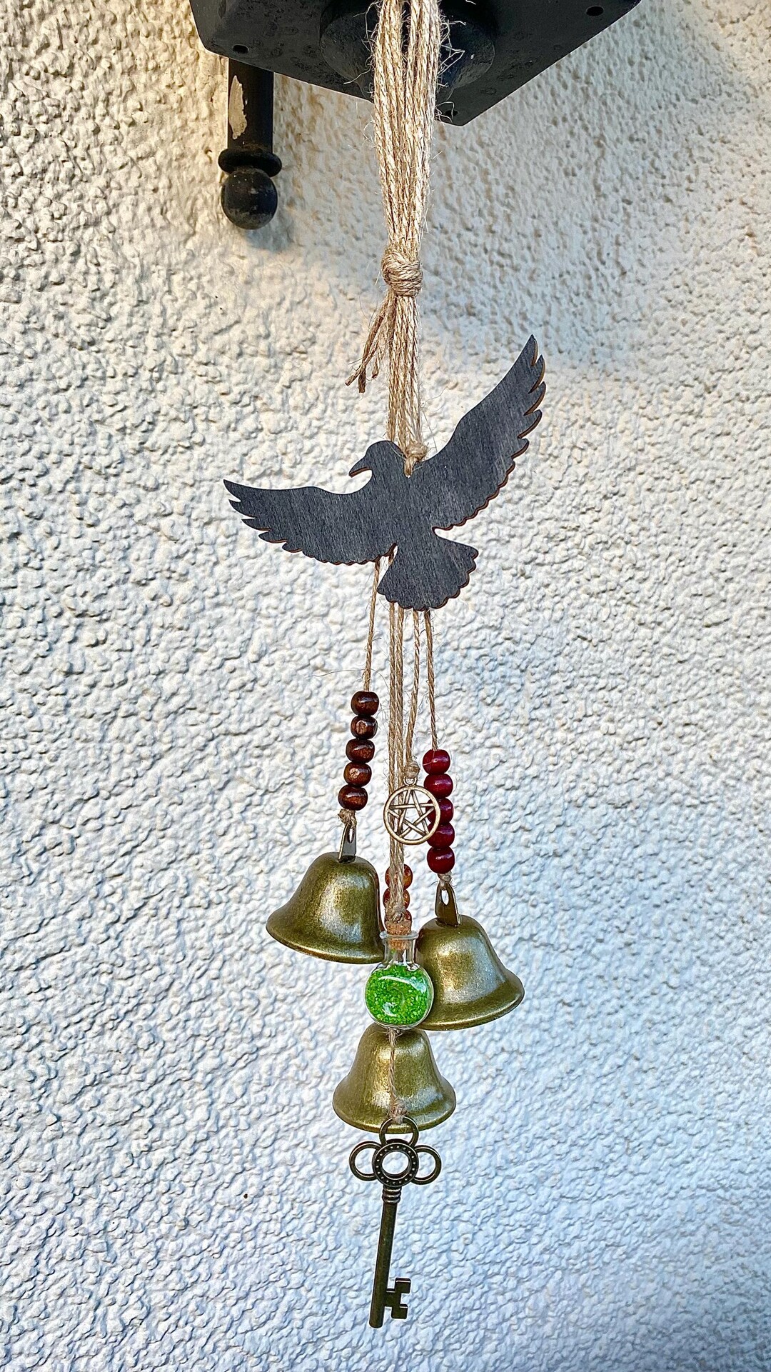 Bell Pendant "power Animal - Flying Raven". Chime. Witch Bell. Home ...