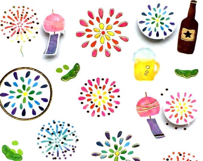 Cute Japanese Stickers Summer Theme Beer Fireworks Wind Chimes - Etsy