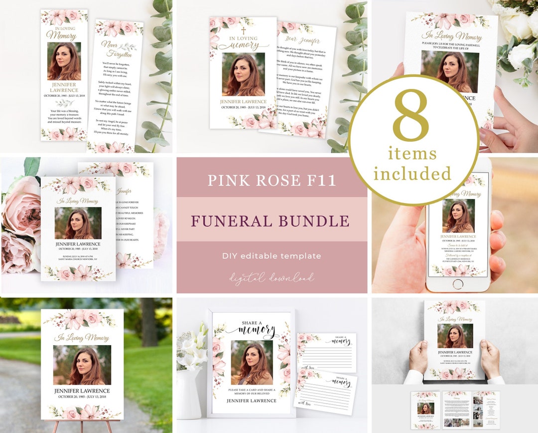 Funeral Templates Bundle, in Loving Memory Suite, Editable Celebration ...
