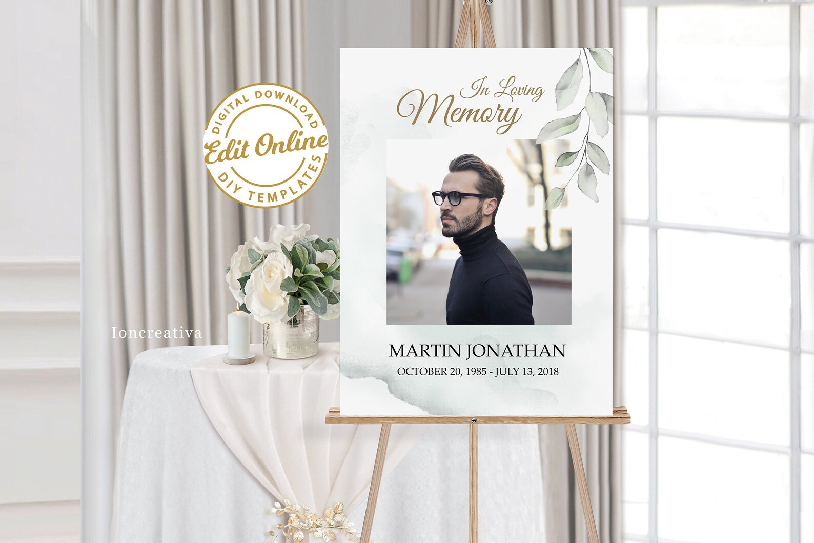 Funeral Memorial Sign, Celebration of Life, in Loving Memory Sign ...