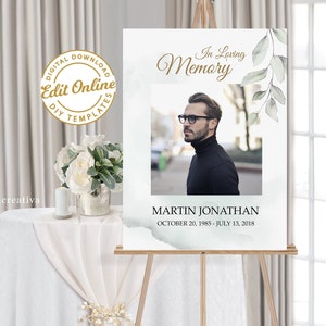 Funeral Memorial Sign, Celebration of Life, in Loving Memory Sign ...