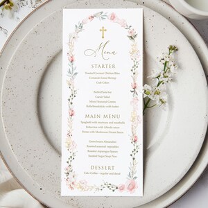 First Holy Communion Menu Template, First Communion Dinner Menu, Rustic ...