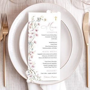 BAPTISM Menu Template, First Communion Dinner Menu, Bautizo Wildflower ...