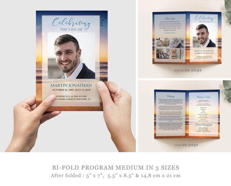 Sunset Beach Funeral Bundle Template Celebration of Life Bundle ...