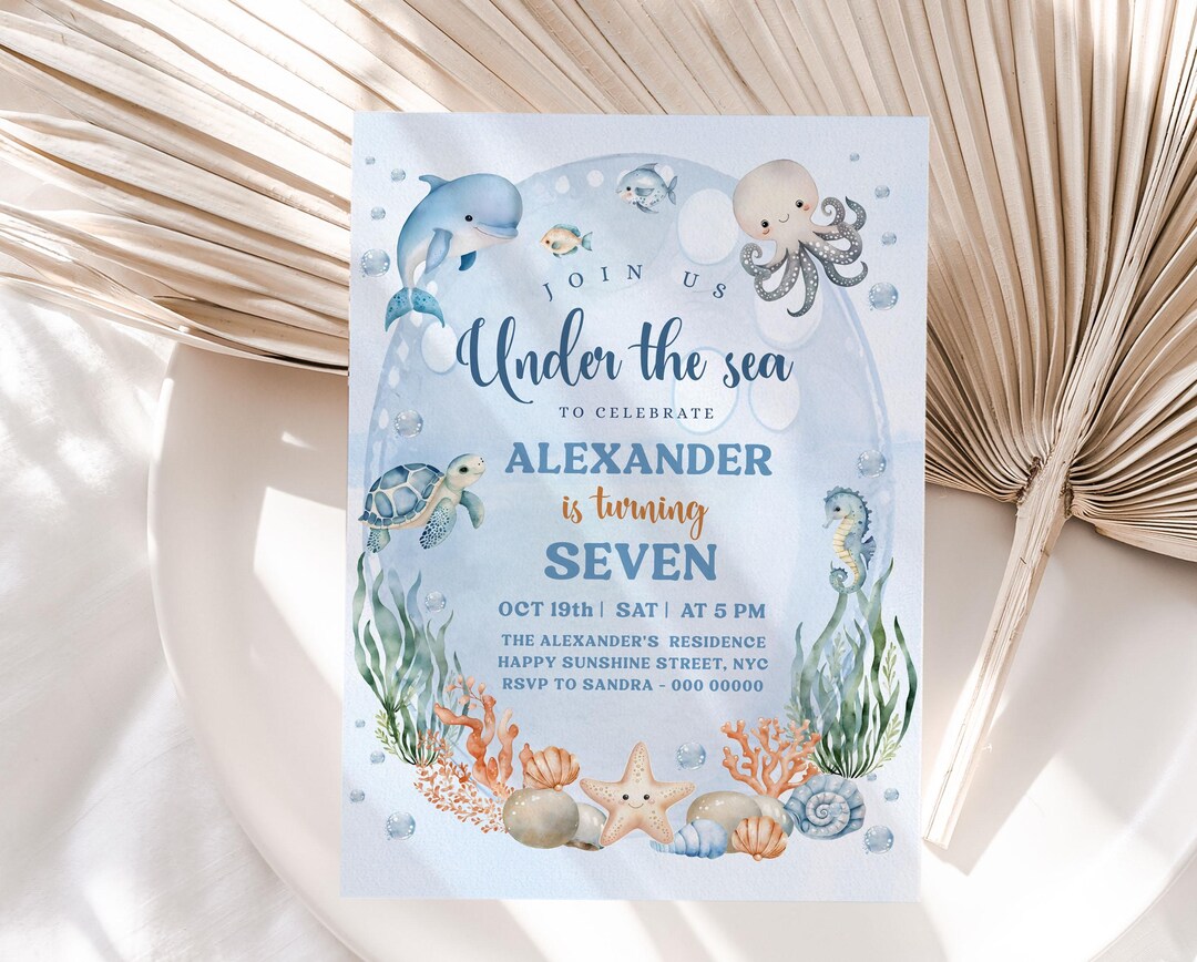 Under the Sea Birthday Invitation, Editable Under the Sea Party Invite ...