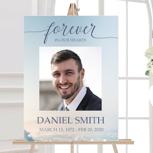 Editable Funeral Welcome Sign Heaven Blue Sky, Memorial Sign Template ...