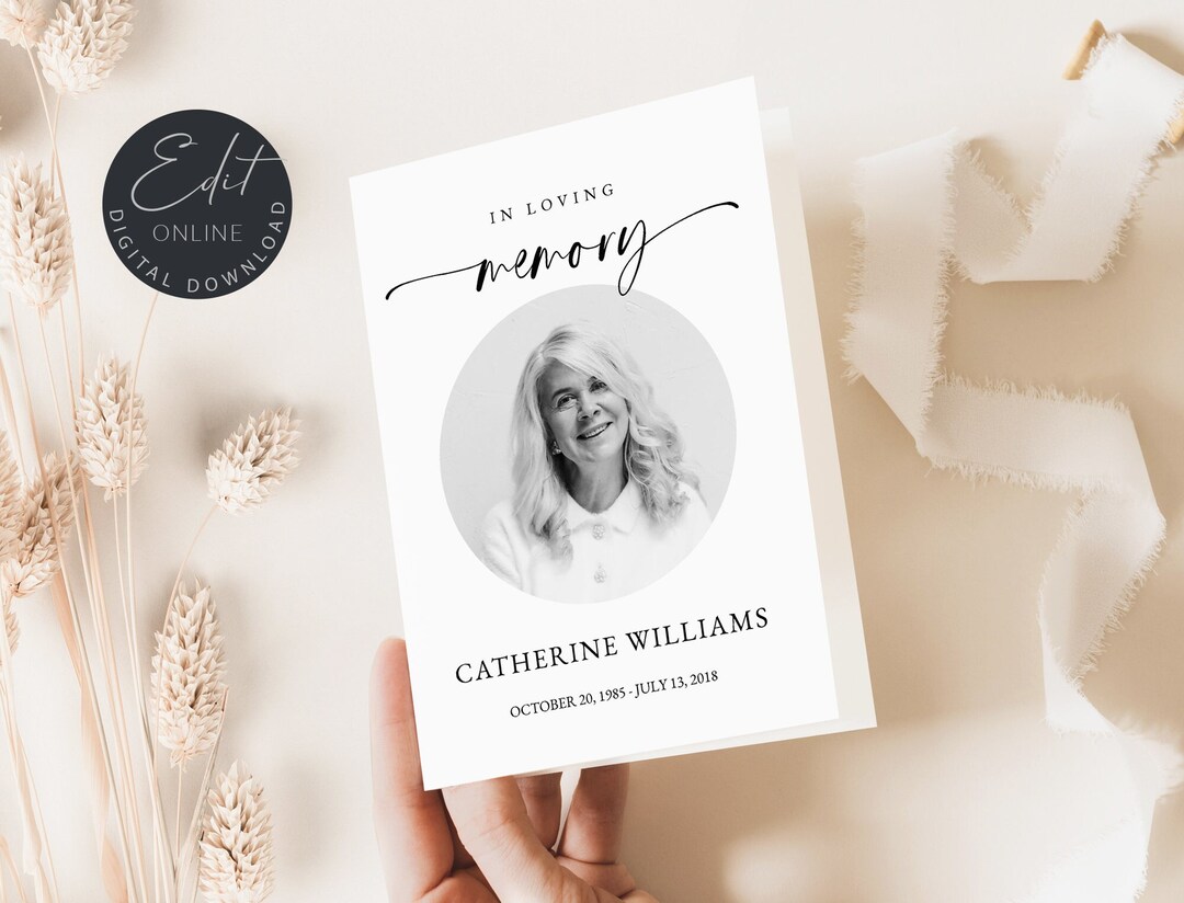 Minimalist Funeral Program Template Simple Funeral Memorial Program ...