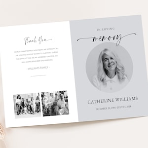 Modern Elegant Editable Funeral Program Modern Elegant Memorial Service ...