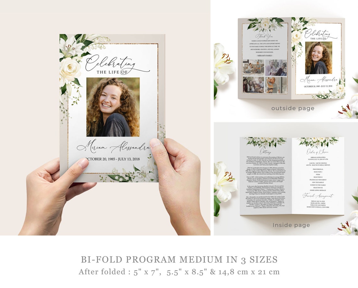 Funeral Bundle Template White Lily Roses Flower Floral White ...