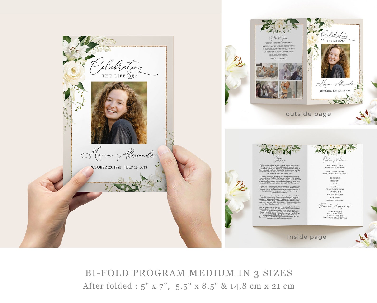 Funeral Bundle Template White Lily Roses Flower Floral White ...