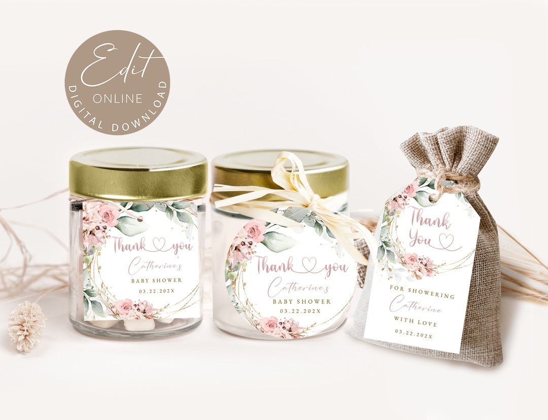 Editable Favor Tag Template, Blush Pink Round Tag Square Tag, Pink Girl ...