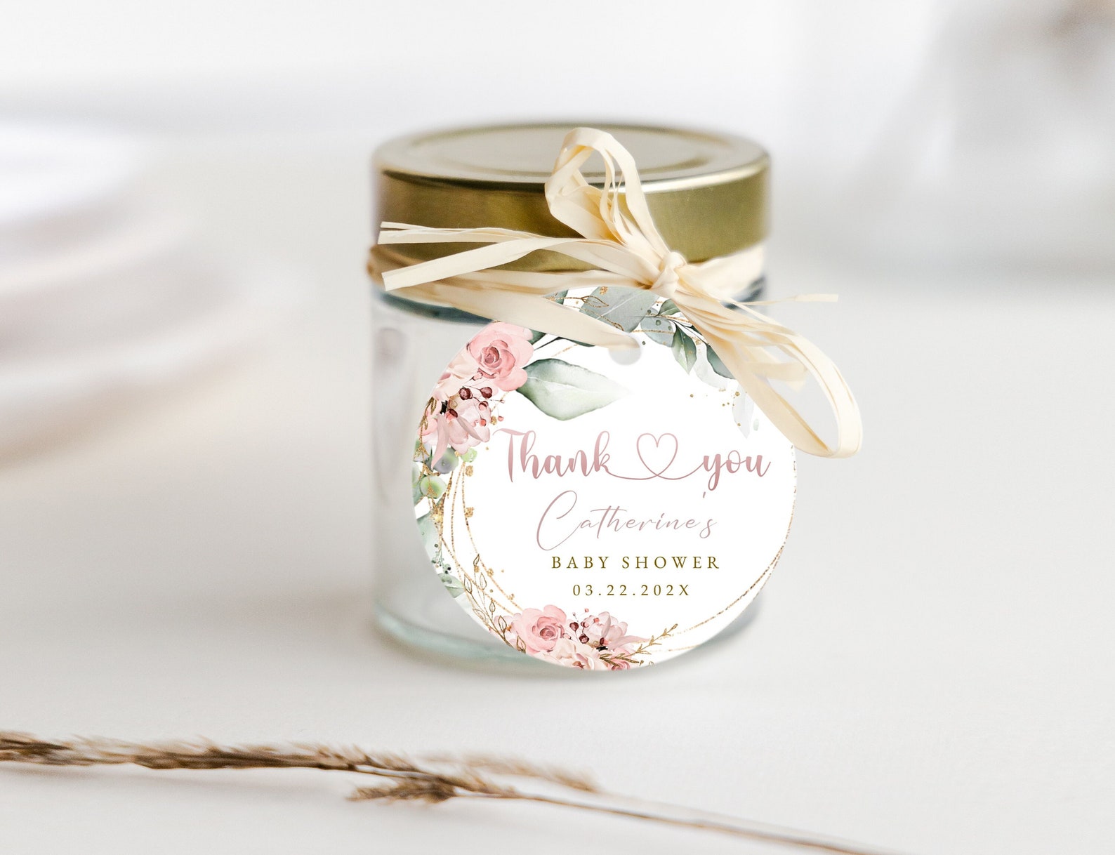 Editable Favor Tag Template, Blush Pink Round Tag Square Tag, Pink Girl ...