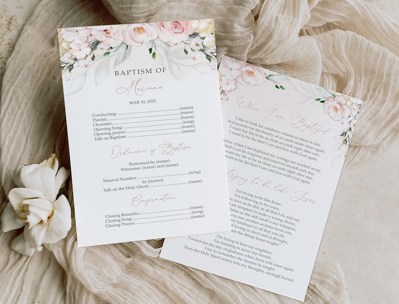 Baptism Program Template, Printable Baptism Program, Pink Baptism ...