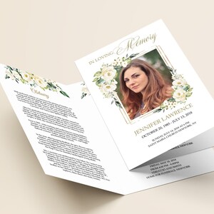 Editable Funeral Program Template, in Loving Memory Funeral, White Lily ...