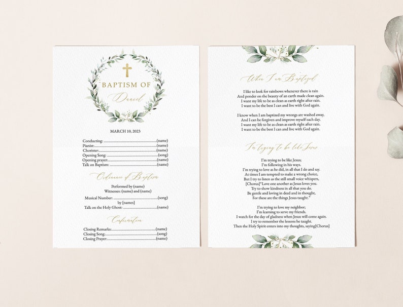 Baptism Program Template, Printable Baptism Program, Neutral Baptism ...