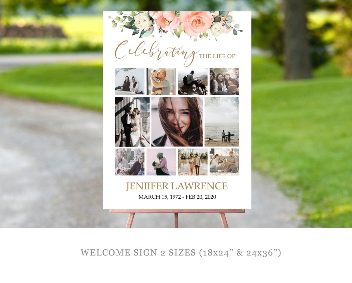 Editable Funeral Bundle Template Pink White Roses, Floral Celebration ...