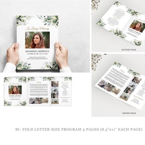 Editable Funeral Bundle Template Leaves Greenery, Botanical Celebration ...