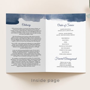 Blue Funeral Program Template Memorial Program Template Order of ...