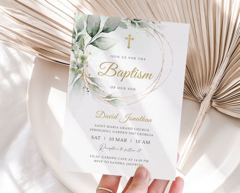 Baptism Invitation Template, Instant Download, Printable Baptism Invite ...