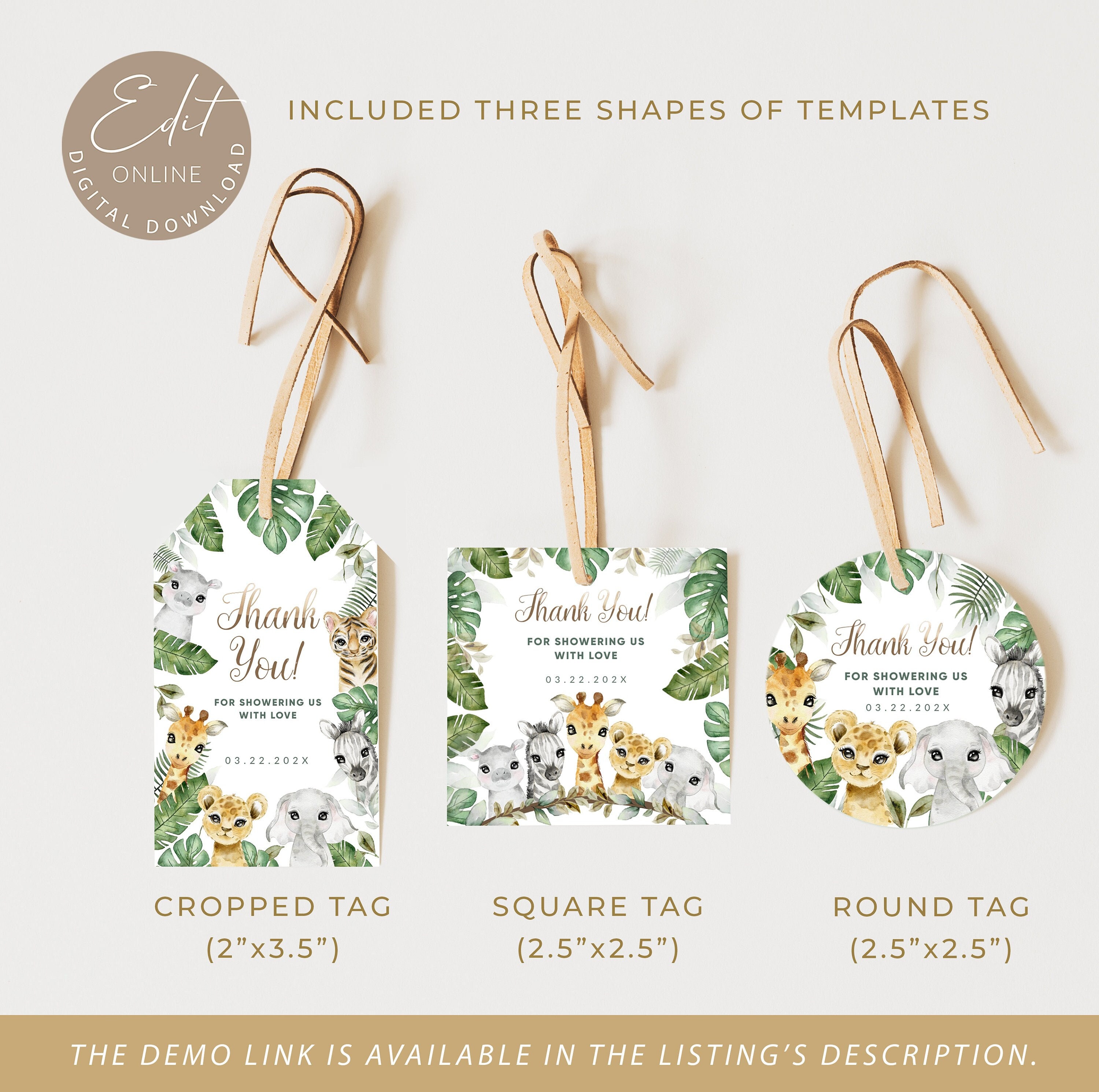 EDITABLE Safari Favor Tags, Boy Wild One Baby Shower Thank You Tags ...
