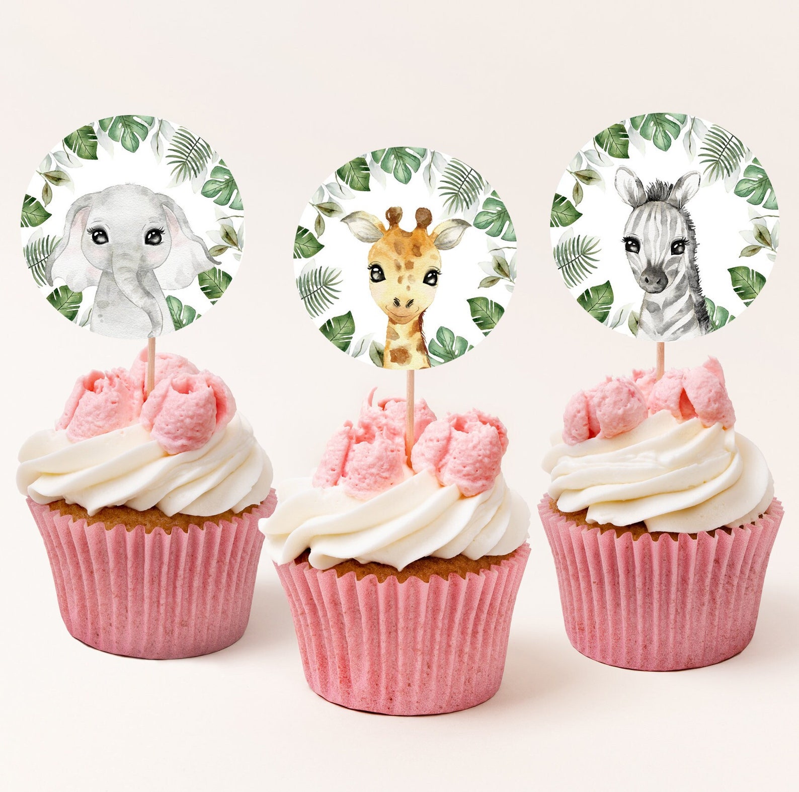Editable Cupcake Toppers Jungle Baby Shower Template Safari Animals ...