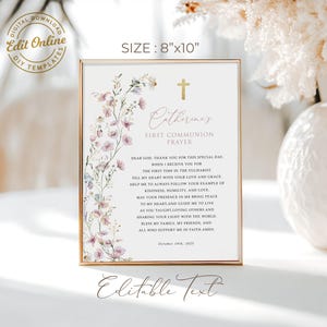 Editable Girls First Holy Communion Prayer Sign Template, Pink ...