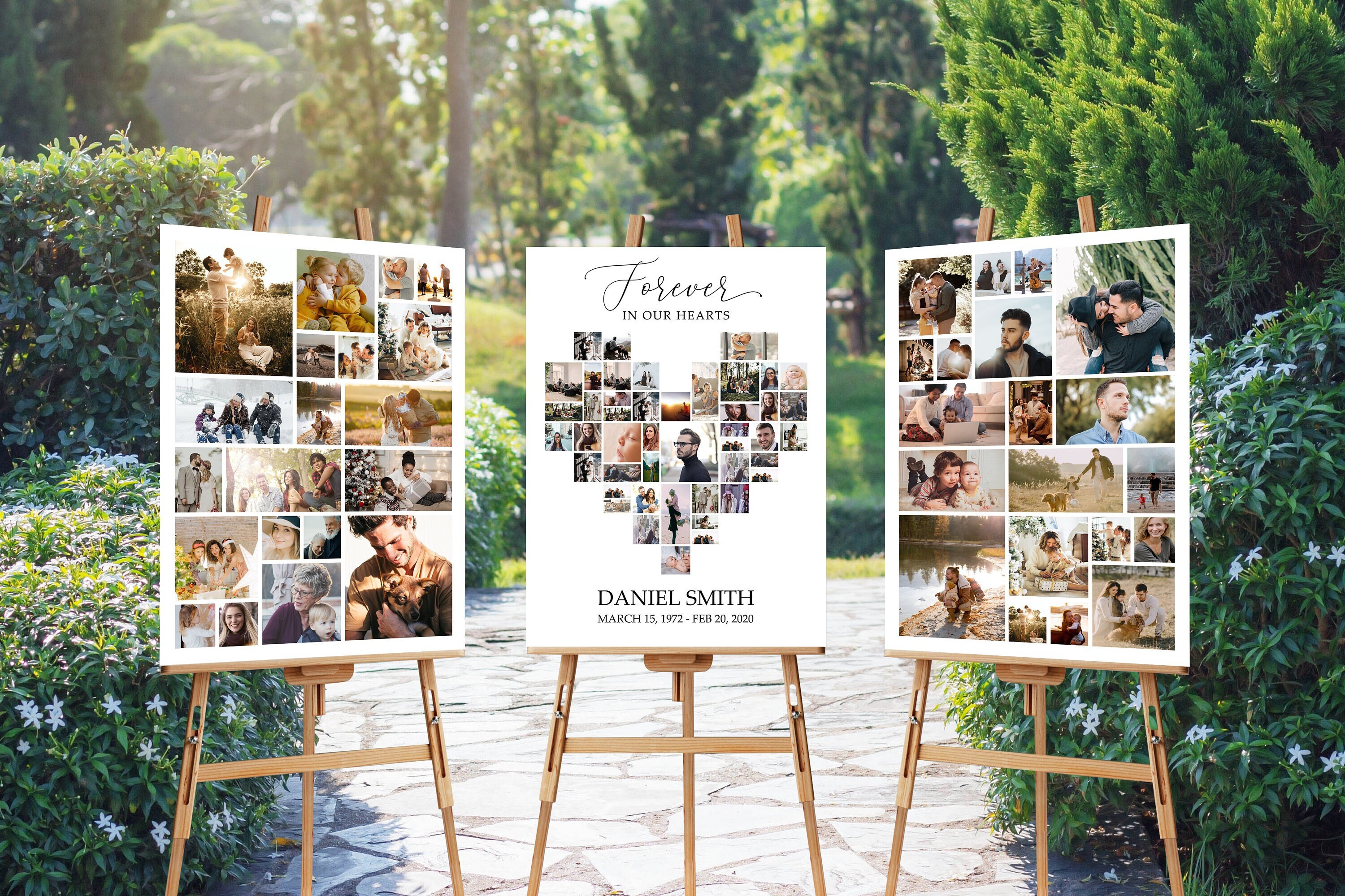 SET Funeral Heart Collage Templates Minimal Funeral Photo Collage for ...