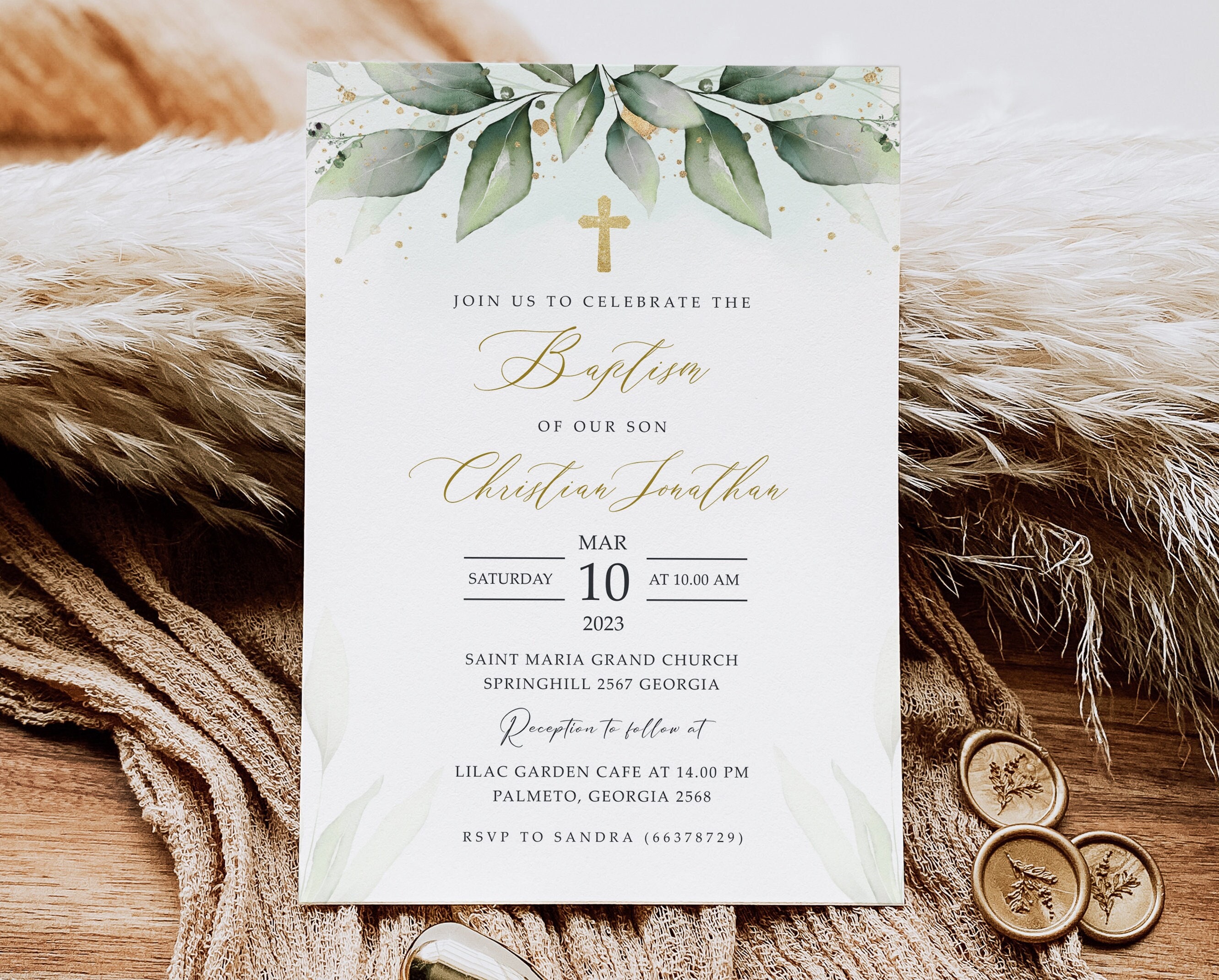 Baptism Invitation Template, Instant Download, Printable Baptism Invite ...