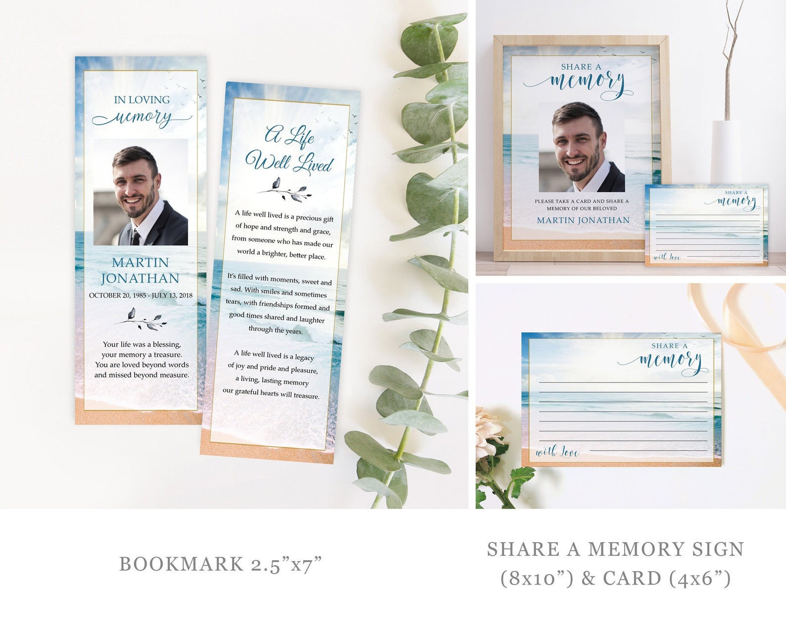 Editable Funeral Bundle Template Sea Beach, Celebration of Life Bundle ...