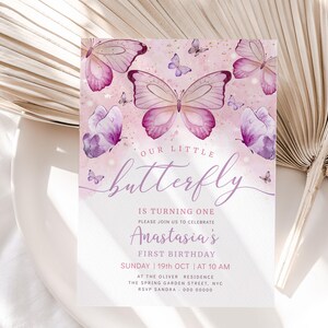 Butterfly Birthday Invitation, Butterflies 1st Birthday Invite, First ...