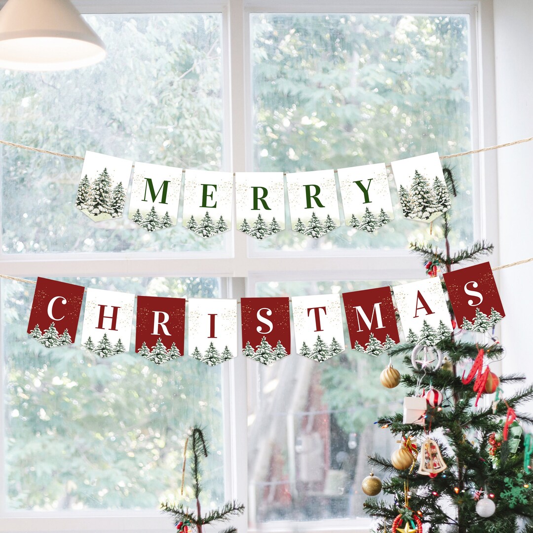 Editable Christmas Pennant Banner Template, Christmas Party Bunting ...