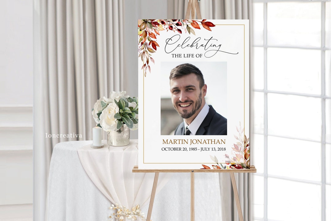 Autumn Funeral Memorial Sign, Celebration of Life, in Loving Memory ...