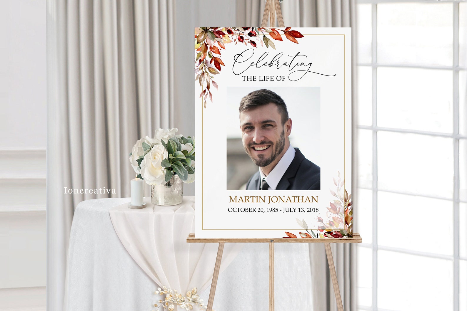Autumn Funeral Memorial Sign, Celebration of Life, in Loving Memory ...