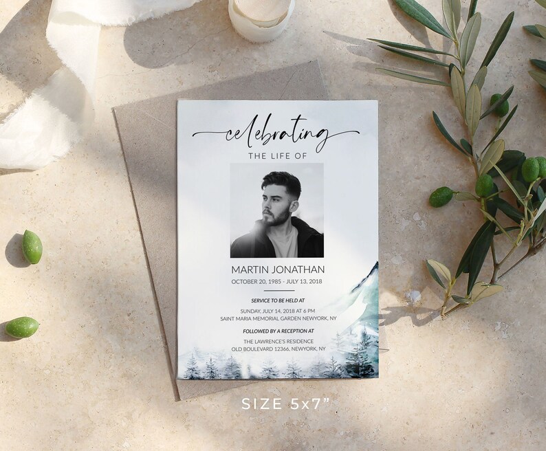 Editable Funeral Invitation Card Template Blue Mountain Funeral ...